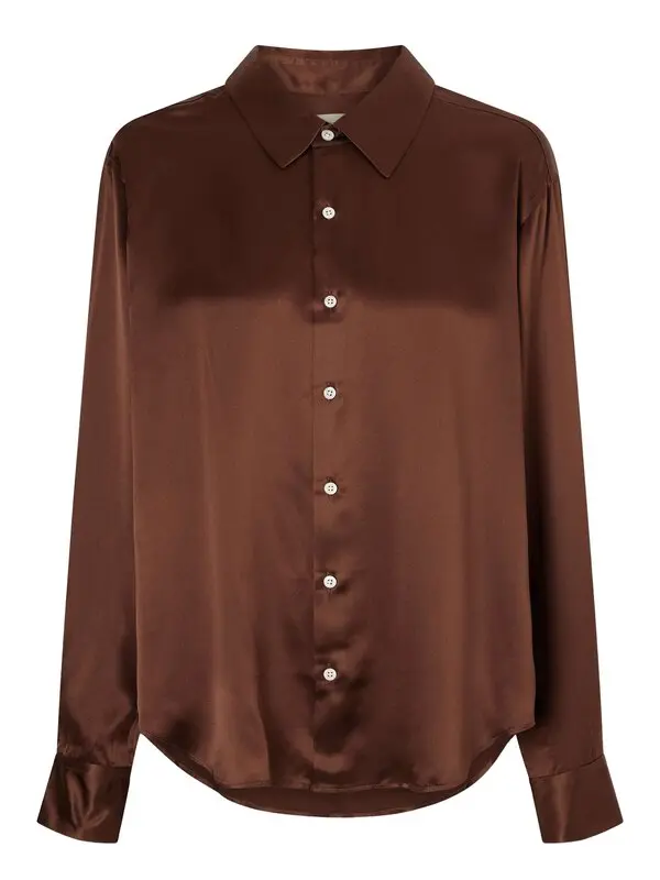 Comme Si La Classica Silk-charmeuse Shirt - Brown