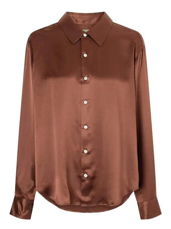 Comme Si La Classica Silk-charmeuse Shirt - Brown