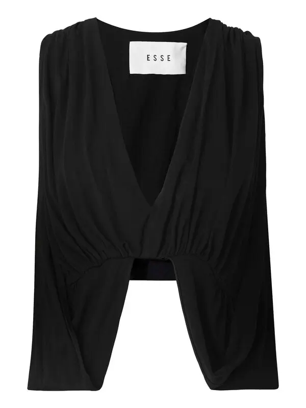 ESSE STUDIOS Solina Cape-effect Draped Top - Black