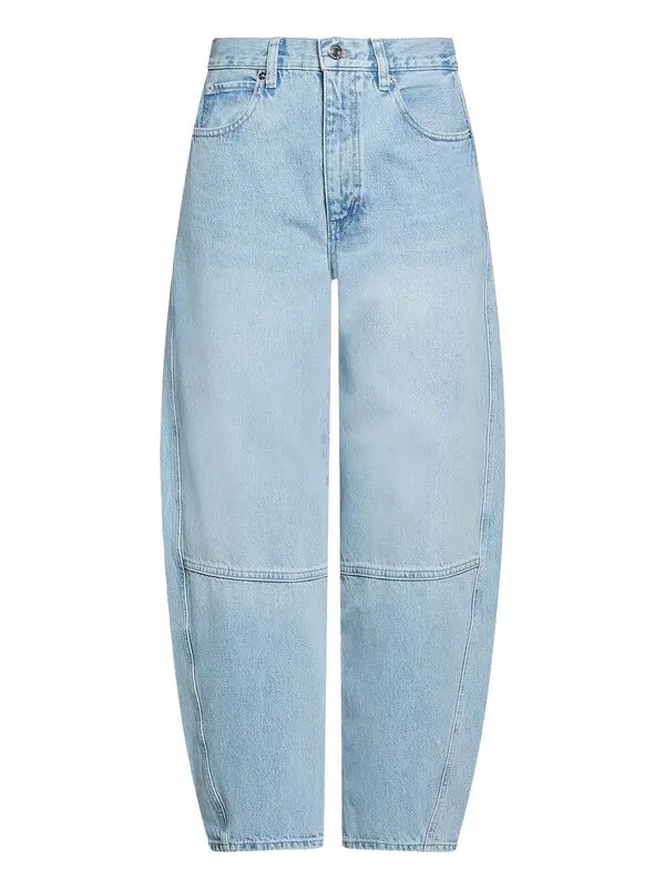 FRAME The Twisted Cropped Barrel-leg Jeans - Light Denim