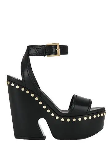 Givenchy Calfskin Clog Sandal With Gold-tone Studs - Black