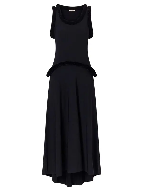 DIOTIMA Basseterre Velvet-trimmed Jersey Maxi Dress - Black