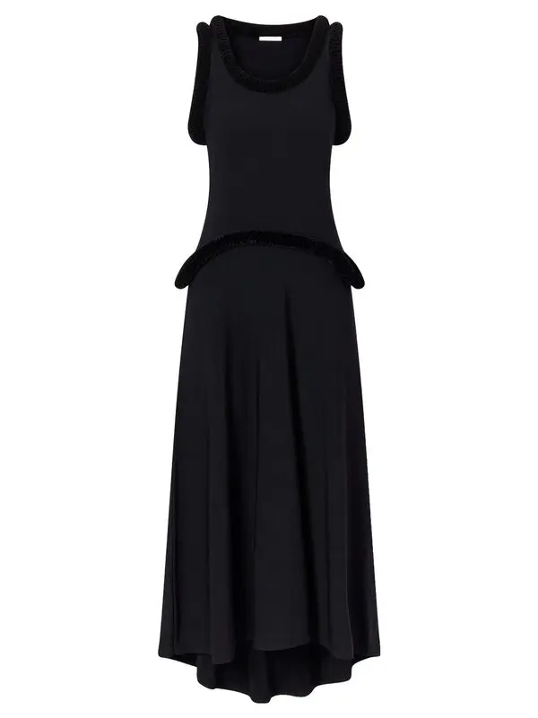 DIOTIMA Basseterre Velvet-trimmed Jersey Maxi Dress - Black