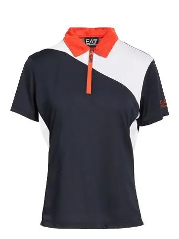 EA7 Polo Shirt With Half-zip Neckline - Blue