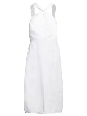 120% Lino Midi Linen Dress - White