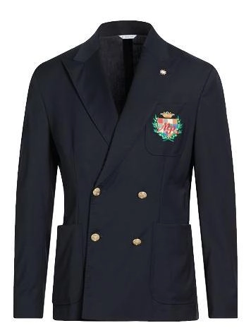 MANUEL RITZ Blazer Size Cotton, Elastane - Midnight Blue