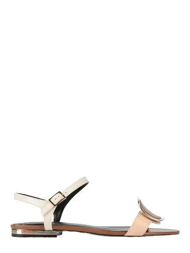 ROGER VIVIER Leather Sandals With Logo And Embellishments - Camel