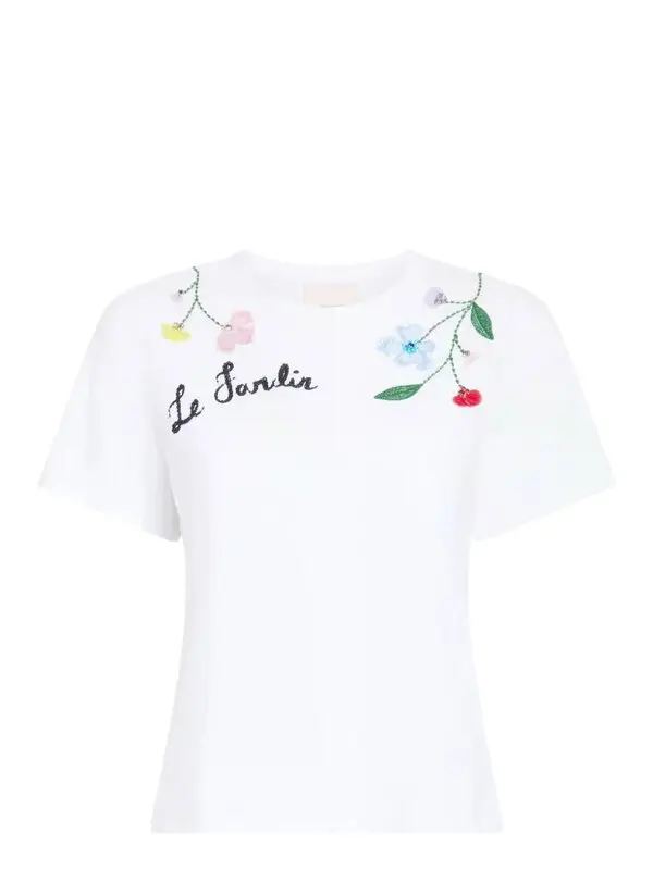 Cinq À Sept Floral Embroidered T-shirt - White