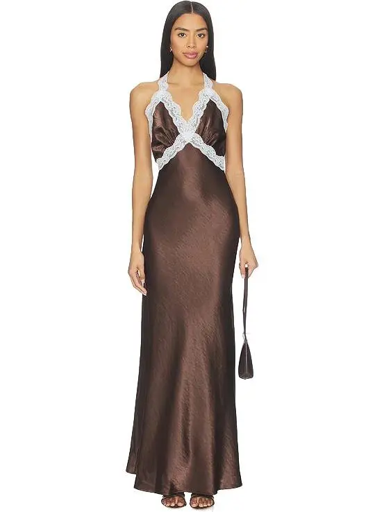 SNDYS Tonya Slip Maxi Dress 2.0 - Chocolate
