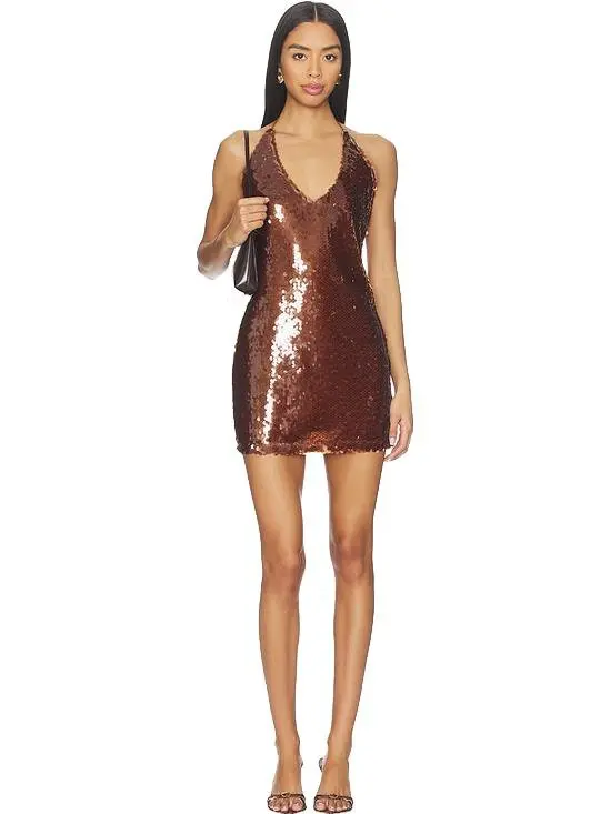 SNDYS Dalina Sequin Mini Dress - Mocha