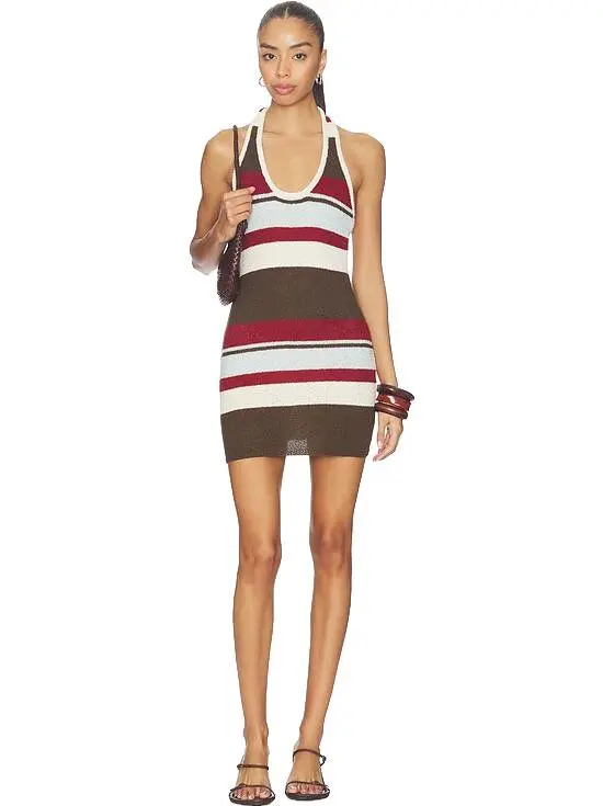 SNDYS Effie Halter Mini Dress - Multi Stripe