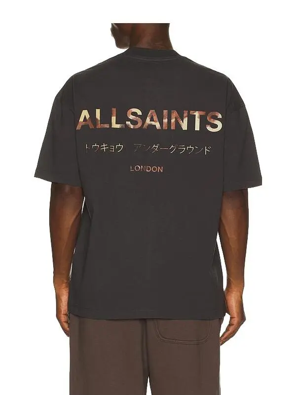 ALLSAINTS Underground Crew Tee In Black - Washed Black & Dakota