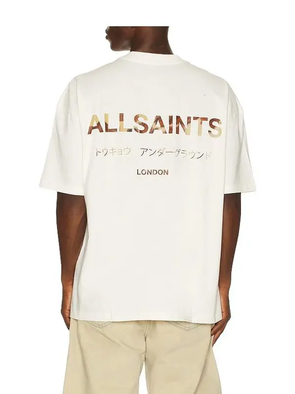 ALLSAINTS Underground Crew Tee In White - Ashen White & Dakota