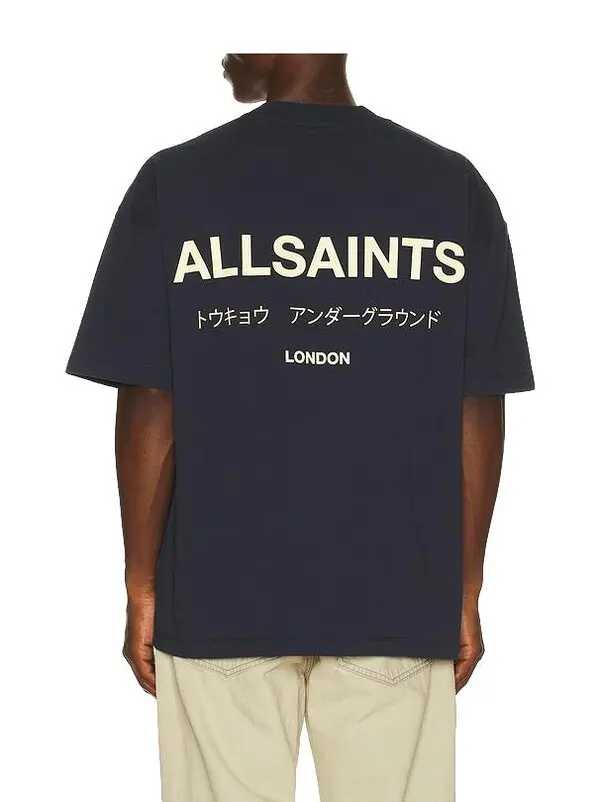 ALLSAINTS Underground Crew Tee In Blue - Moonlit Blue