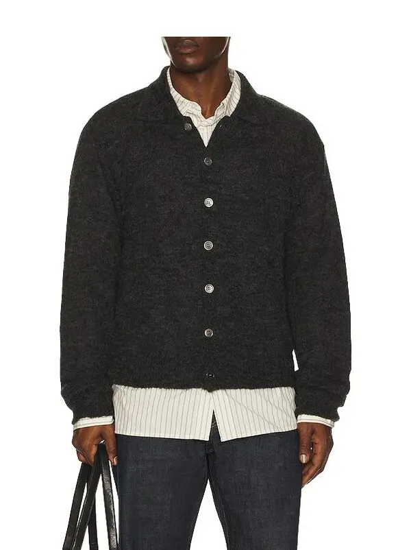 Our Legacy Evening Polo In Charcoal - Charcoal Melange Fuzzy Alpaca
