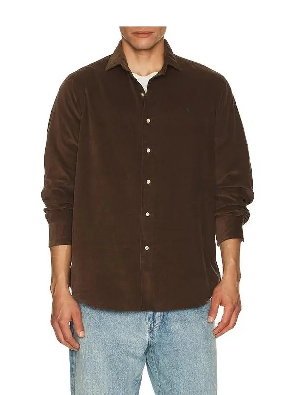 Polo Ralph Lauren Corduroy Sport Shirt In Brown - Chocolate Mousse