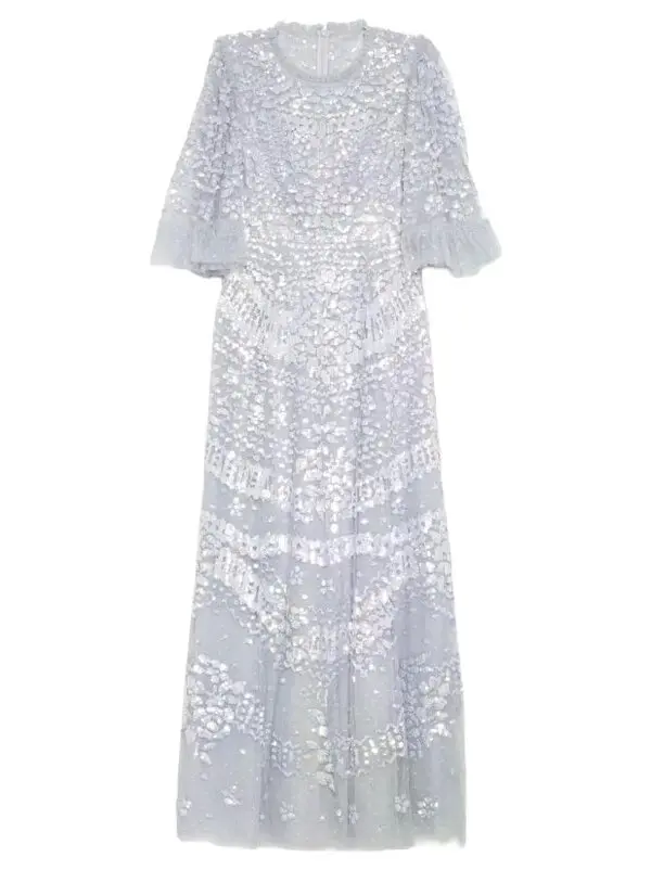 NEEDLE & THREAD Anais Sequin Gown - Blue