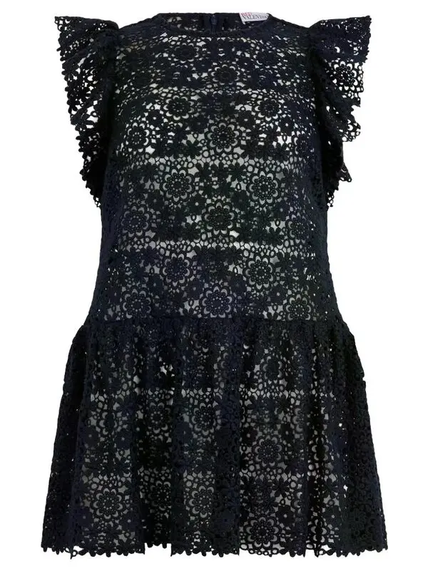 Valentino Garavani Ruffled Floral Mini Dress - Blue
