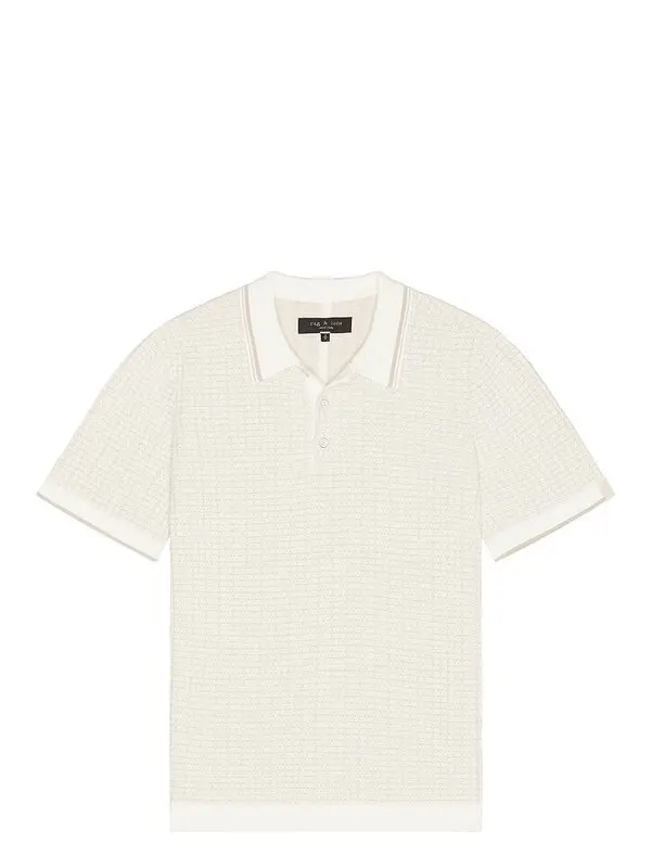 Rag & Bone Harvey Rib Polo In Beige - Chalk