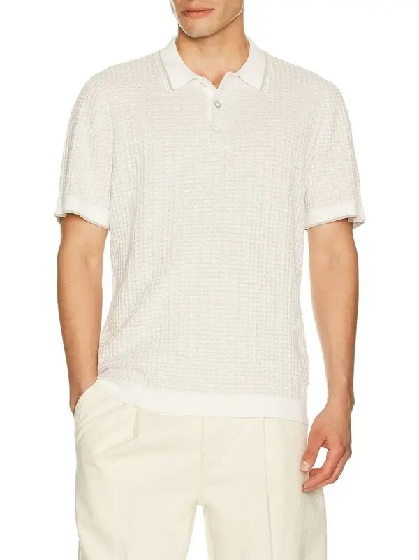 Rag & Bone Harvey Rib Polo In Grey - Chalk