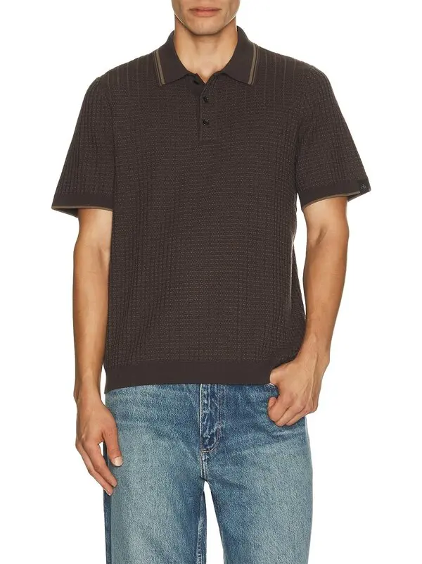 Rag & Bone Harvey Rib Polo In Beige - Stonewall