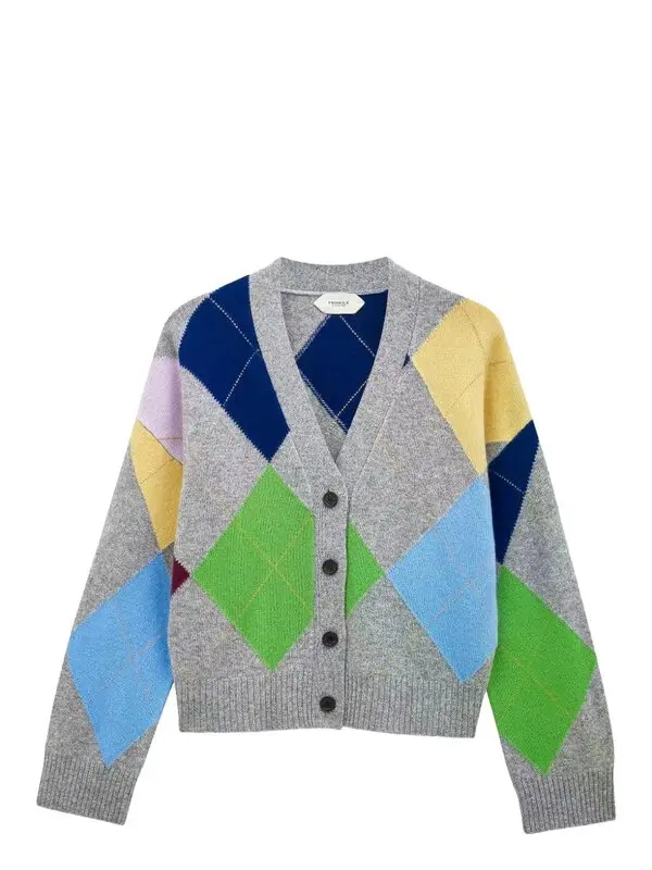 Pringle Of Scotland Argyle-pattern Lambswool Cardigan - Grey