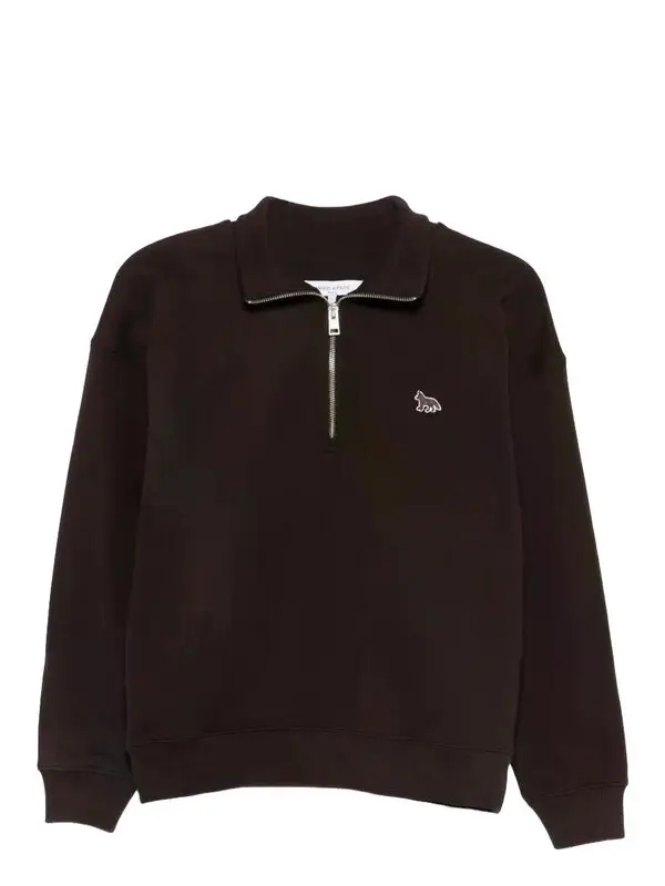 Maison Kitsuné Half Zip Sweater - Brown