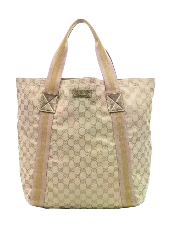 Gucci Gg Canvas Web Tote Bag - Brown