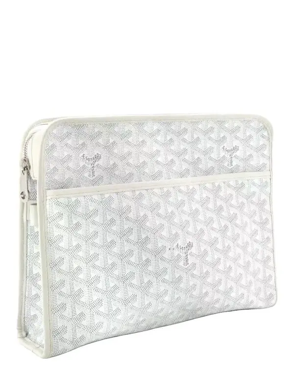 Goyard Jouvence Toiletry Pouch Coated Canvas Clutch - White