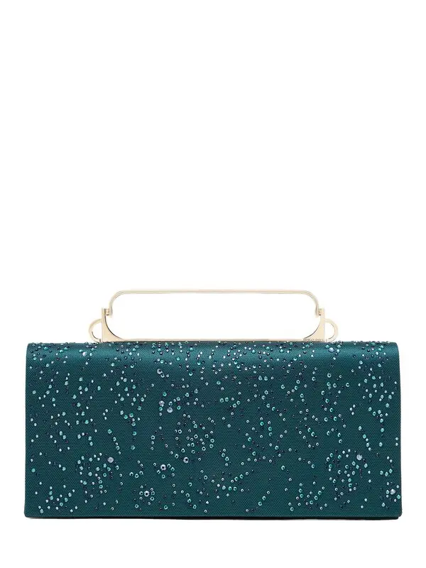 Giorgio Armani Satin And Rhinestone Clutch - Green