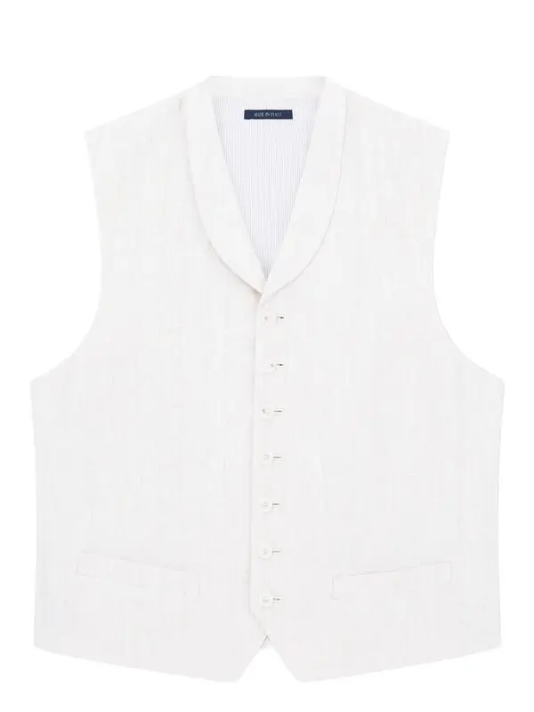 Giorgio Armani Jacquard Viscose And Linen Waistcoat - Beige
