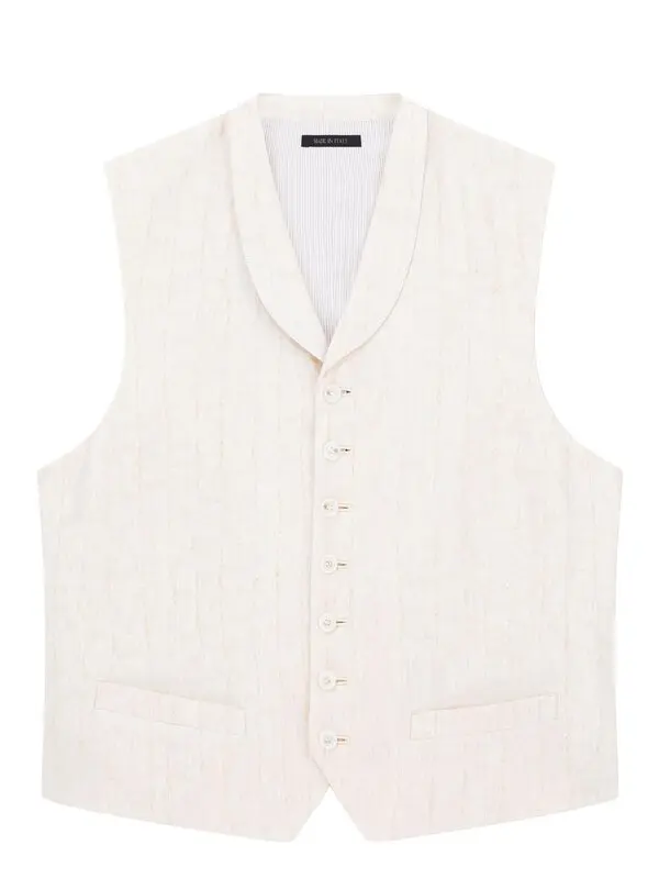 Giorgio Armani Jacquard Viscose And Linen Waistcoat - Beige