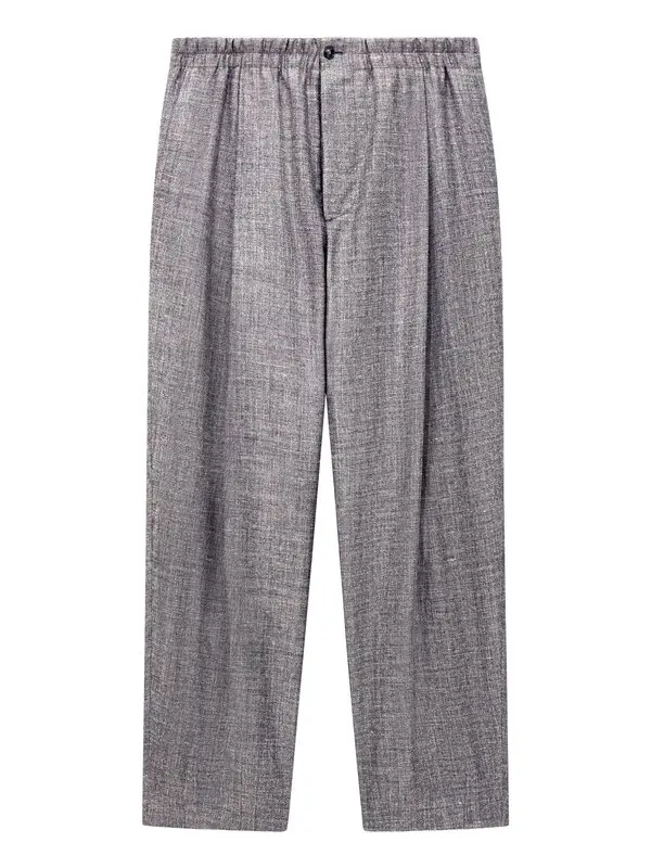Giorgio Armani Silk And Linen Single-pleat Trousers - Grey