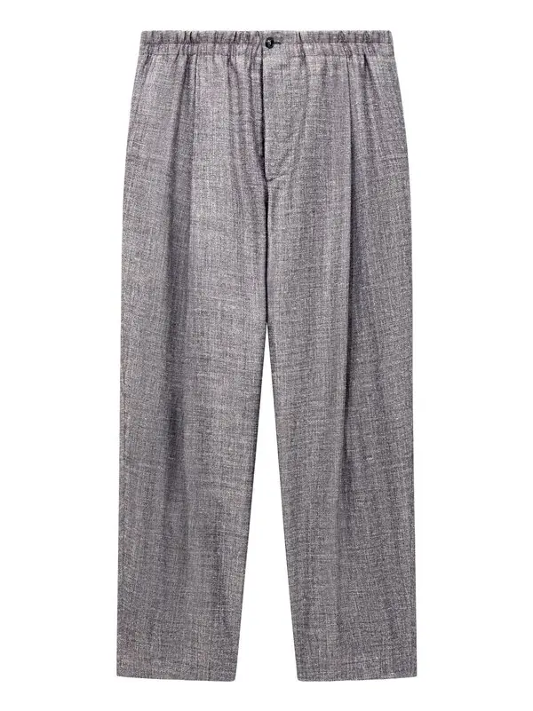 Giorgio Armani Silk And Linen Single-pleat Trousers - Grey