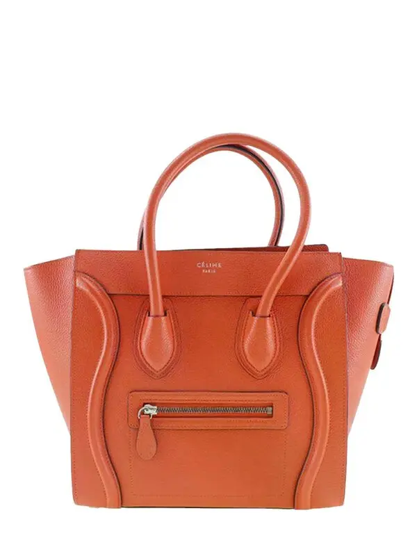 Celine 2012-2018 Micro Leather Luggage Tote Bag - Orange