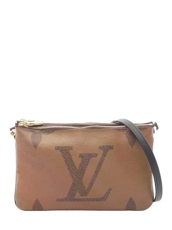 LOUIS VUITTON 2020 Monogram Giant Reverse Double Zip Pochette - Brown
