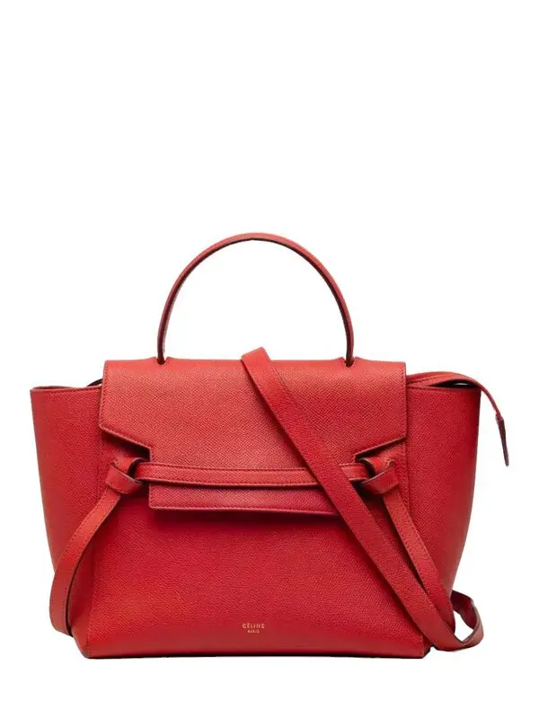 Celine 2016 Micro Grained Calfskin Belt Bag Satchel - Red