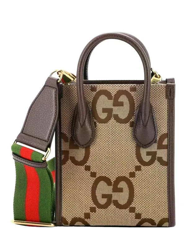 Gucci Vertical Tote Jumbo Gg Canvas Mini Crossbody Bag - Brown