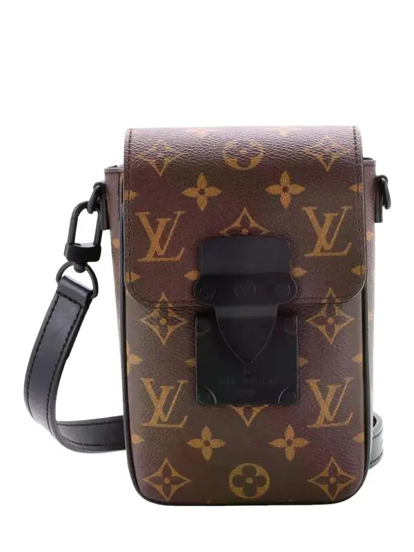 LOUIS VUITTON S Lock Vertical Wearable Wallet Macassar Monogram Canvas Crossbody Bag - Black