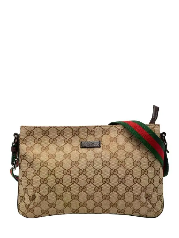 Gucci Gg Canvas Web Crossbody Bag - Brown