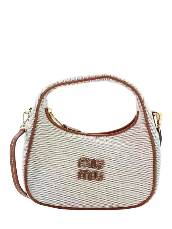 Miu Miu Wander Hobo Canvas Mini Shoulder Bag - Neutrals