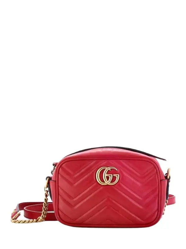 Gucci Gg Marmont Matelasse Leather Mini Crossbody Bag - Red