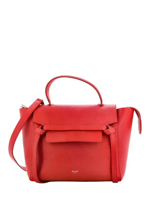 Celine Belt Bag Textured Leather Micro Satchel - Red