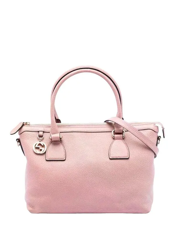 Gucci Calfskin Gg Charm Satchel - Pink