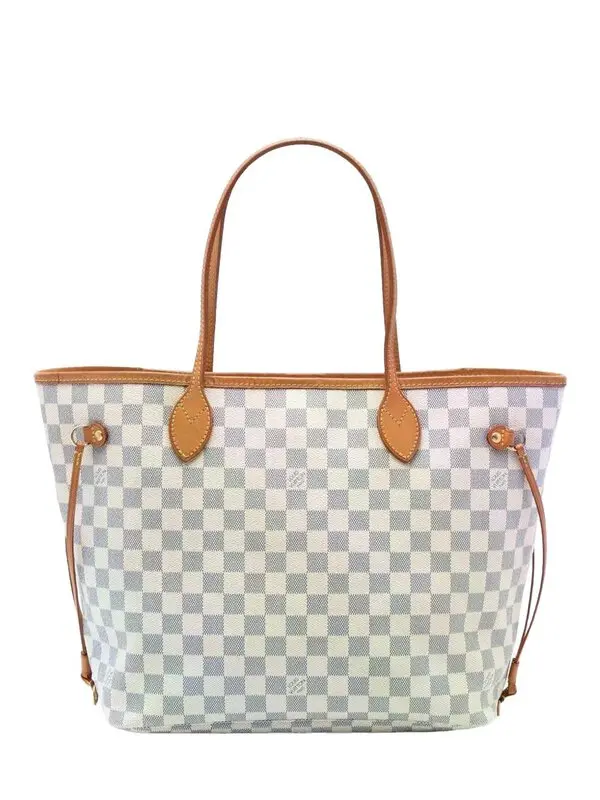 LOUIS VUITTON Damier Azur Neverfull Mm Tote Bag - White