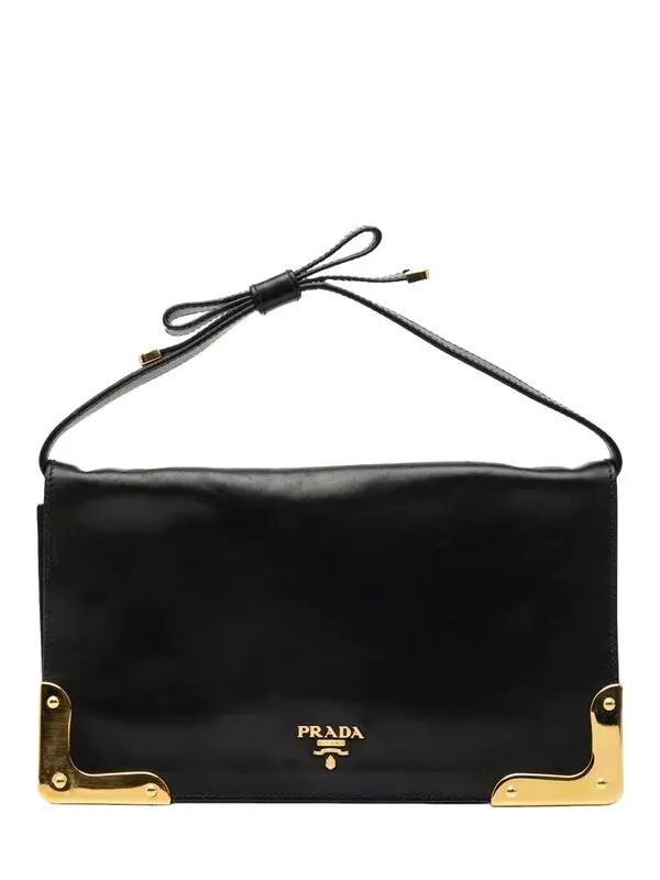 Prada 2000-2025 City Calf Bow Handbag - Black