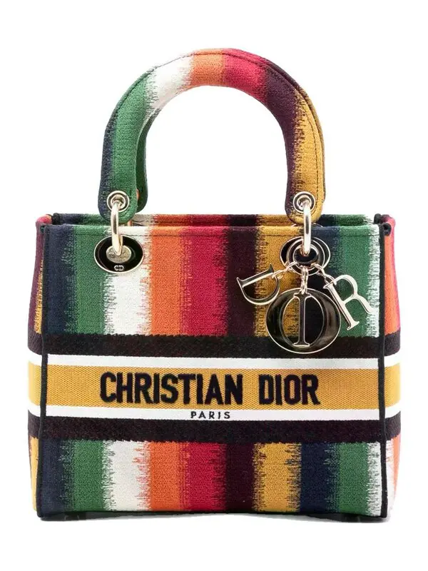 Dior 2021 Lady D-lite Striped Satchel - Multicolour