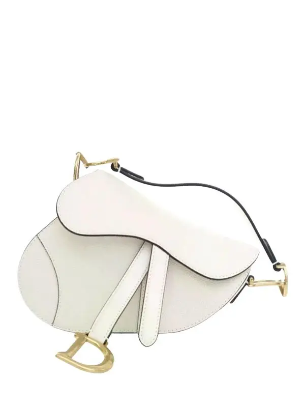 Dior 2021 Mini Grained Calfskin Saddle Bag - White