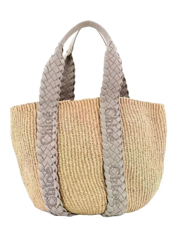 Chloé X Mifuko Woody Large Tote Raffia Bucket Bag - Neutrals