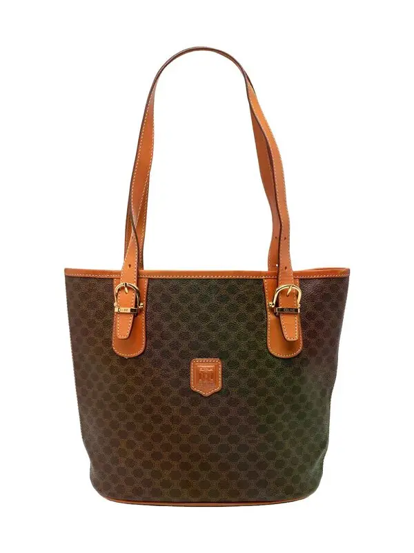 Celine 1996 Macadam Coated Canvas Tote Bag - Brown
